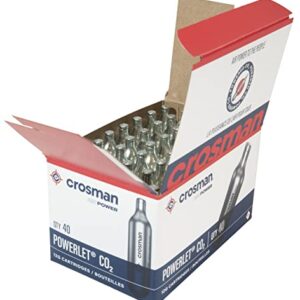 Crosman 12-Gram CO2 Powerlet Cartridges For Use With Air Rifles And Air Pistols, Pack of 40