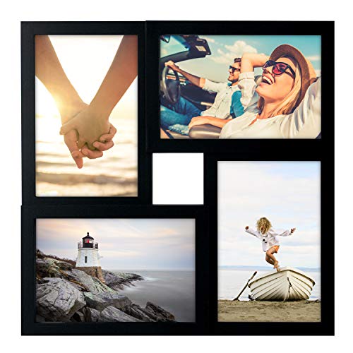 Malden 4-Opening Matted Collage Frame, Displays Four 4x6 Pictures, Black, 4 Count