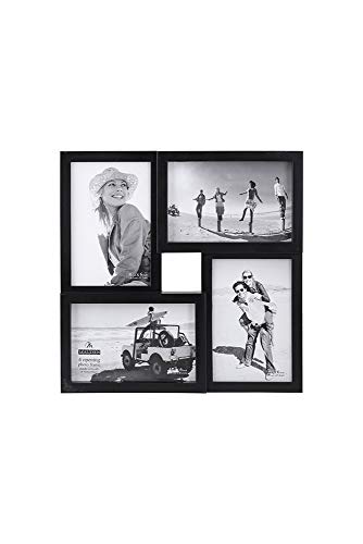 Malden 4-Opening Matted Collage Frame, Displays Four 4x6 Pictures, Black, 4 Count