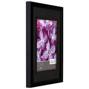 Gallery Solutions 14x18 Black Wood Wall Frame with Double Black Mat for 11x14 Image