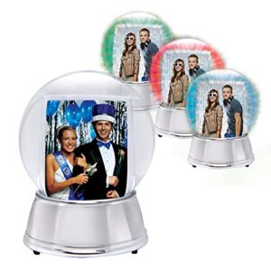 large led light up photo snow globe - silver base