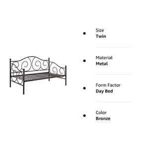 DHP Victoria Daybed, Twin Size Metal Frame, Multi-functional Furniture, Bronze