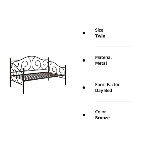 DHP Victoria Daybed, Twin Size Metal Frame, Multi-functional Furniture, Bronze