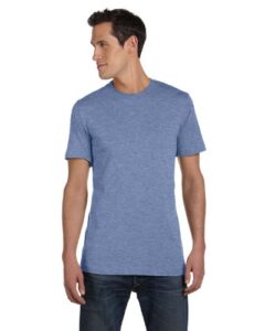 bella+canvas unisex jersey short sleeve tee, heather blue, large