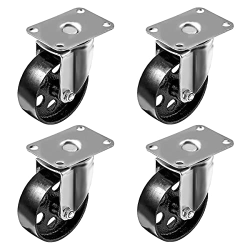 4 Pack Large Steel Swivel Caster Wheel Heavy Duty 3.5" Wheel (3.5" No Brake)