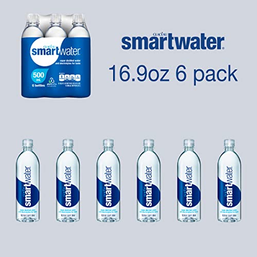 smartwater Vapor Distilled Premium Water, 16.9 Fl Oz (Pack of 6)