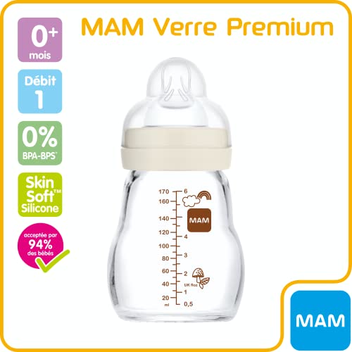 Mam Glass Bottle 170ml Silk Teat 0 Months +