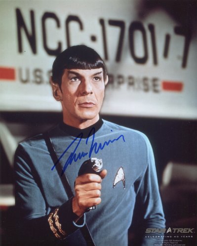 Leonard Nimoy Signed / Autographed Star Trek 8x10 glossy photo portraying Spock. Includes FANEXPO Certificate of Authenticity and Proof. Entertainment Autograph Original.