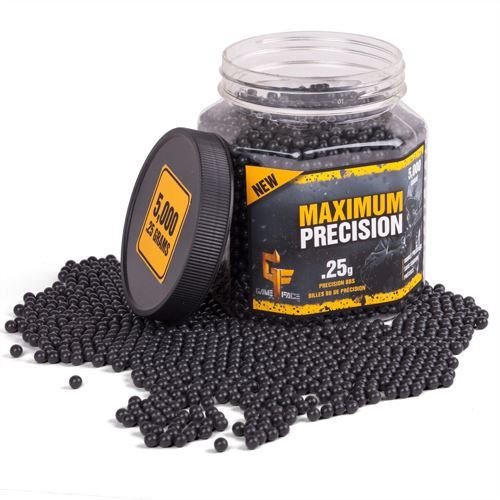 Game Face 25GPB5J Maximum Precision Heavy-Weight .25-Gram Black Airsoft BBs, Multi (5000-Count)