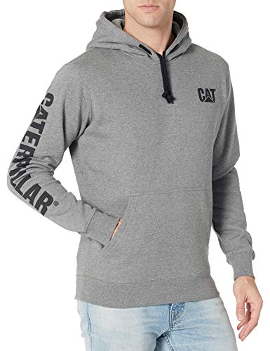 Caterpillar Men's Trademark Banner Hooded Sweatshirt (Regular and Big & Tall Sizes), Dark Heather Grey, Large Tall