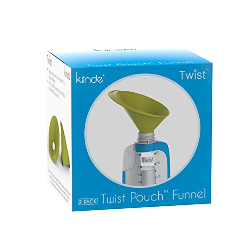 Kiinde Twist Pouch and Foodii System 2-Piece Funnel Set for Breast Milk, Formula, Baby Food, Water, Purees, Solids, Wide Funnel Allows for Mess-Free Pouring and Filling