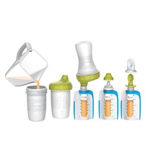 kiinde foodii baby food maker system for homemade squeeze pouches with reusable spouts, spoons, food storage pouch starter kit for babies and toddlers