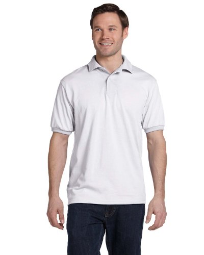 Hanes Men's Short-Sleeve Jersey Polo (Pack of 2), White, Large