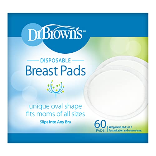 Dr. Brown's Disposable One-Use Absorbent Breast Pads for Breastfeeding and Leaking - 60pk