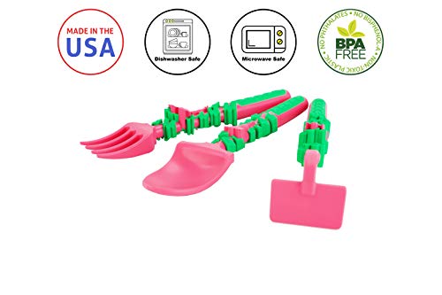 Constructive Eating - Toddler Utensils Made in USA - Garden Silverware for Toddlers - Garden Utensils for Kids - Toddler Utensils 2 Year Old - Toddler Silverware - Constructive Eats