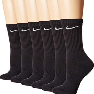 Nike Everyday Cushion Crew Socks, Unisex , Black/White, L (Pack of 6 Pairs )