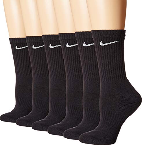 Nike Everyday Cushion Crew Socks, Unisex , Black/White, L (Pack of 6 Pairs )