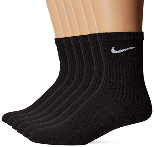 Nike Everyday Cushion Crew Socks, Unisex , Black/White, L (Pack of 6 Pairs )