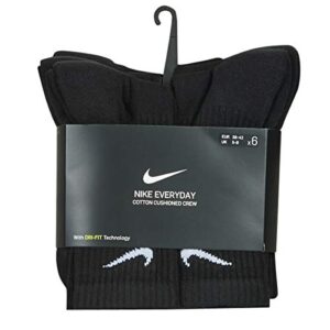 Nike Everyday Cushion Crew Socks, Unisex , Black/White, L (Pack of 6 Pairs )