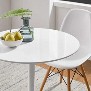 Modway Lippa 28" Mid-Century Modern Bar Table with Round Top and Pedestal Base in White