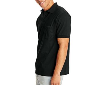 Hanes Men's Short-Sleeve Jersey Pocket Polo (Pack of 2), Black, Medium