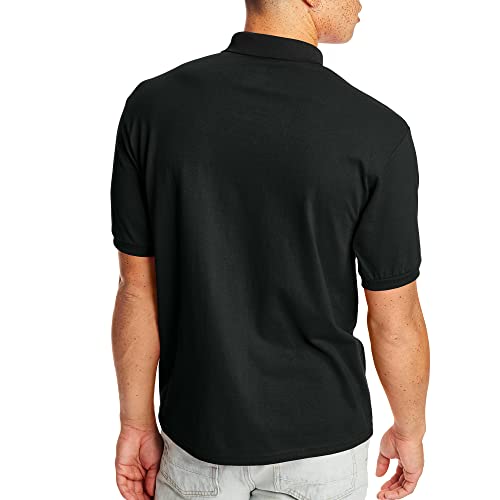 Hanes Men's Short-Sleeve Jersey Pocket Polo (Pack of 2), Black, Medium