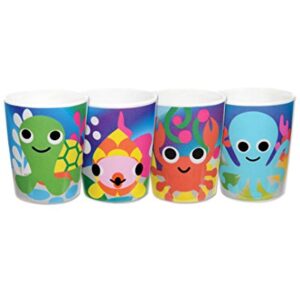 French Bull Kids Juice Cup Set of 4 - BPA-Free, Transition, Animals, Toddler, Durable, Drop Resistant - Ocean,74393