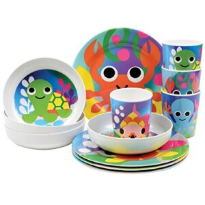 French Bull Kids Juice Cup Set of 4 - BPA-Free, Transition, Animals, Toddler, Durable, Drop Resistant - Ocean,74393