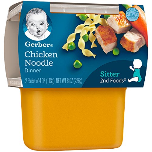 Gerber Baby Food 2nd Foods, Dinner, Chicken Noodle Puree, 4 Ounce Tubs, 2-Pack