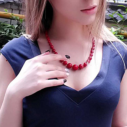 Jane Stone Fashion Elegant Multi-size Coral Red Beaded Funky Necklace Statement Bib Jewelry For Mummy(Fn1270-Red)