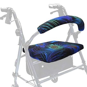 crutcheze made in usa rollator walker seat and backrest covers | designer fashion accessories (peacock feathers)