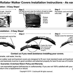 Crutcheze Made in USA Rollator Walker Seat and Backrest Covers | Designer Fashion Accessories (Peacock Feathers)