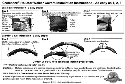 Crutcheze Made in USA Rollator Walker Seat and Backrest Covers | Designer Fashion Accessories (Peacock Feathers)