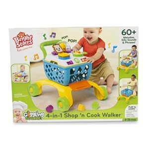 Bright Starts Giggling Gourmet 4-in-1 Shop ‘n Cook Walker Shopping Cart Push-Toy, Ages 6 months +