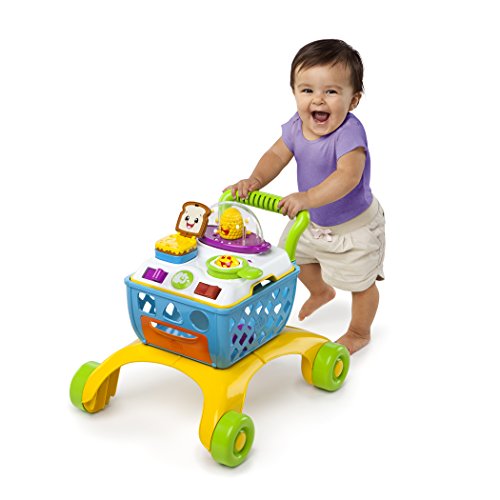 Bright Starts Giggling Gourmet 4-in-1 Shop ‘n Cook Walker Shopping Cart Push-Toy, Ages 6 months +