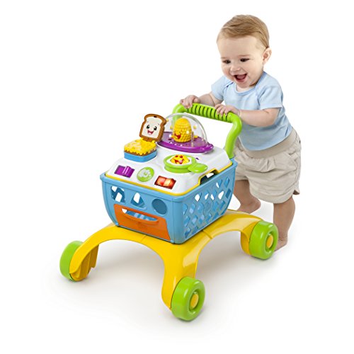 Bright Starts Giggling Gourmet 4-in-1 Shop ‘n Cook Walker Shopping Cart Push-Toy, Ages 6 months +