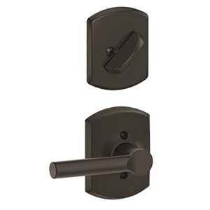 schlage f59 brw 622 grw greenwich collection broadway handleset entrance lock interior, matte black (interior half only)