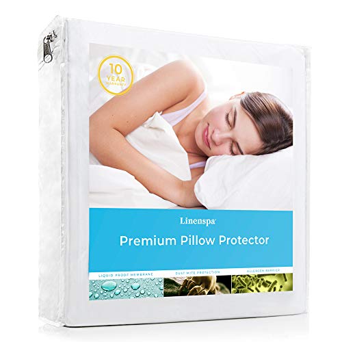 Linenspa Waterproof Pillow Protector - Premium Smooth Fabric - Standard Pillow Protector White