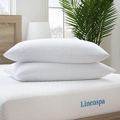 Linenspa Waterproof Pillow Protector - Premium Smooth Fabric - Standard Pillow Protector White