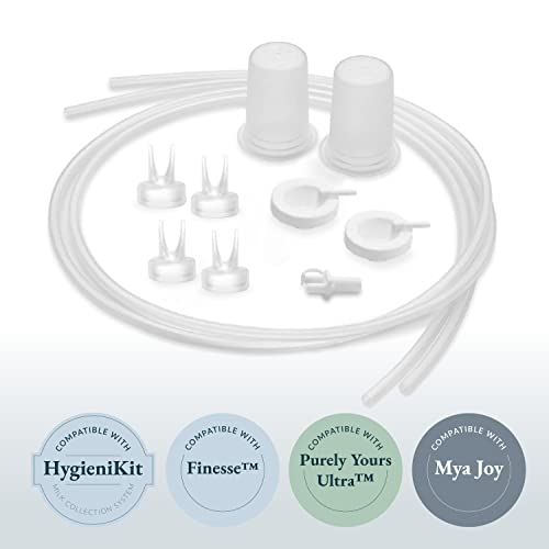 Ameda HygieniKit Spare Parts Kit for Breast Pump, 4 Valves, 2 Silicone Tubing, 2 Silicone Diaphragms, 2 Adapter Caps, 1 Tubing Adapter, Compatible with All Ameda HygieniKit Milk Collection Systems, Maintain Pump Performance, BPA Free DEHP Free