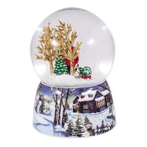 Roman Merry Xmas Snowy Woodland Scene Music Snow Globe Glitterdome Plays O Xmas Tree