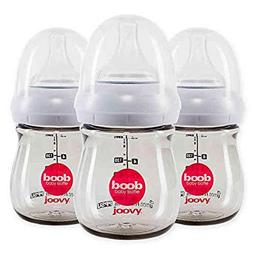 Joovy Boob Baby Bottles Made from Durable, Medical-Grade PPSU with CleanFlow Vent Technology to Prevent Nipple Collapse, Negative Pressure, and Colic Symptoms (5oz, 3pk)