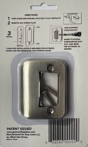 Gator Door Latch Restorer - Strike Plate (Satin Nickel)