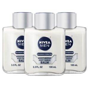 nivea men maximum hydration post shave balm with aloe vera and provitamin b5, 3 pack of 3.3 fl oz bottles