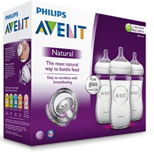 Philips AVENT Natural Glass Bottle, 8 Ounce (Pack of 3)