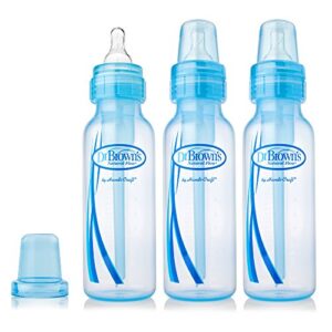 Dr. Browns Baby Bottles Boys 6 Pack - 3 (8 oz) Blue and 3 (8 oz) Clear Bottles with New Prints