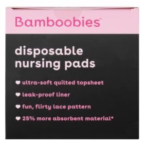 Bamboobies Disposable Nursing Pads for Breastfeeding & Sensitive Skin, Super-Absorbent Milk Proof Pads, Perfect Baby Shower Gifts, 60 Count