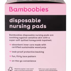 Bamboobies Disposable Nursing Pads for Breastfeeding & Sensitive Skin, Super-Absorbent Milk Proof Pads, Perfect Baby Shower Gifts, 60 Count