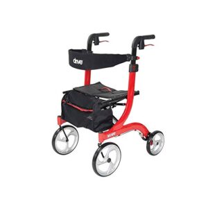 Drive Medical RTL10266-T Nitro DLX Foldable Rollator Walker with Seat, Red