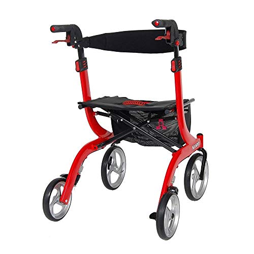 Drive Medical RTL10266-T Nitro DLX Foldable Rollator Walker with Seat, Red